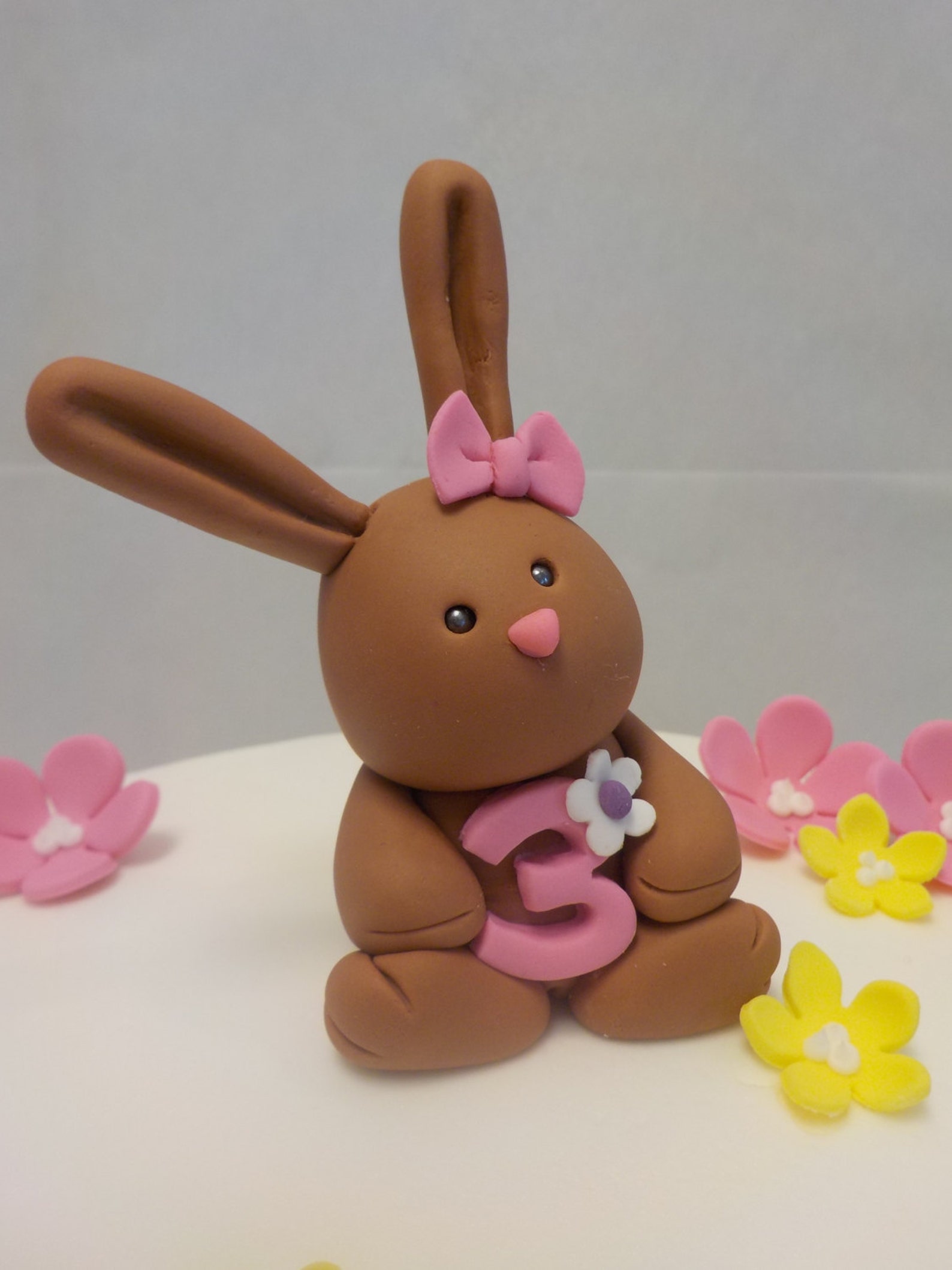 Fondant Bunny Rabbit Cake Topper 4 Inch 1st Birthday Baby - Etsy