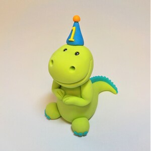 Fondant T-rex Dinosaur With Party Hat Cake Topper 1st Birthday Baby ...
