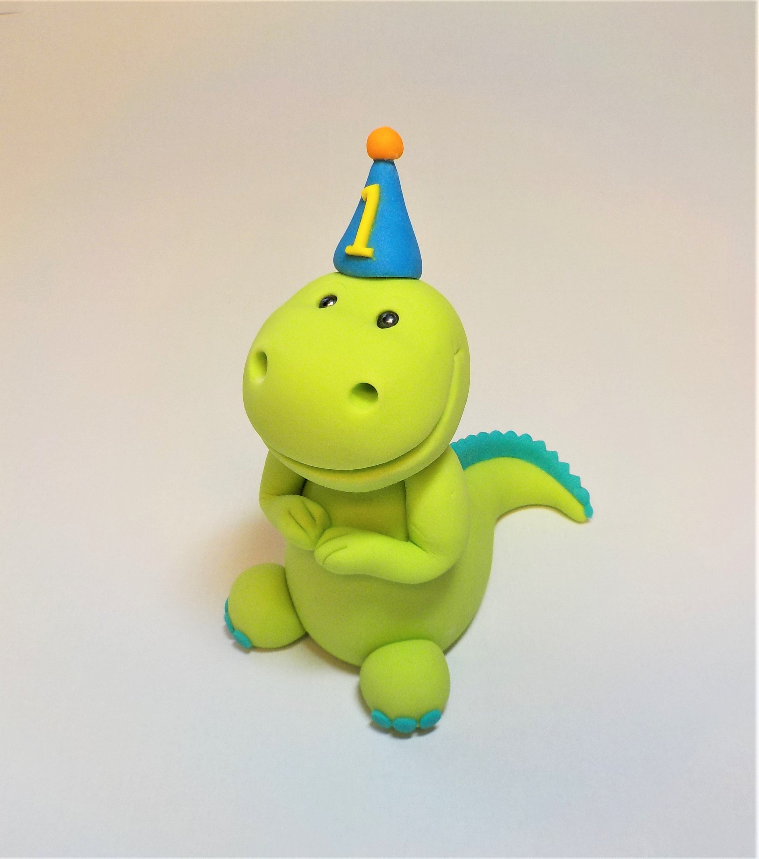 Fondant T-rex Dinosaur With Party Hat Cake Topper 1st Birthday - Etsy