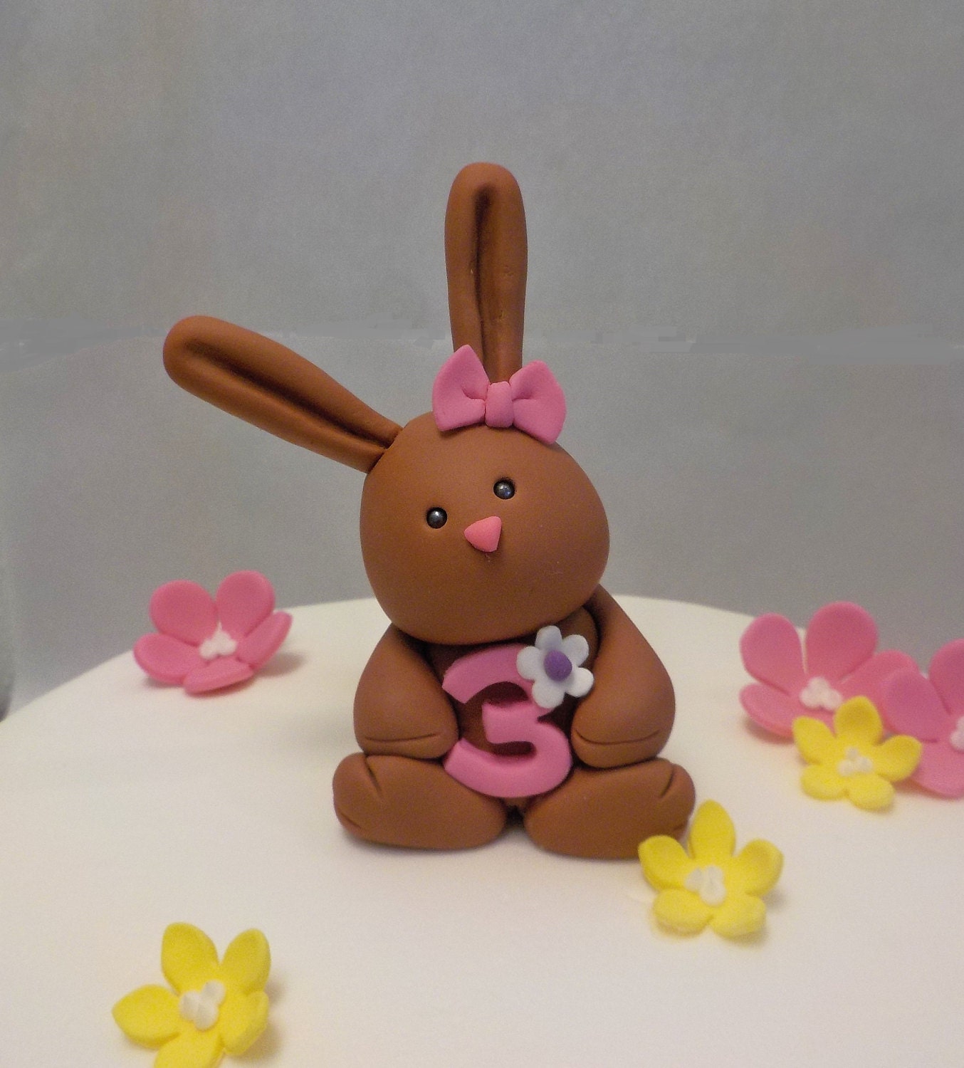 Fondant Bunny Rabbit Cake Topper 4 Inch 1st Birthday Baby - Etsy