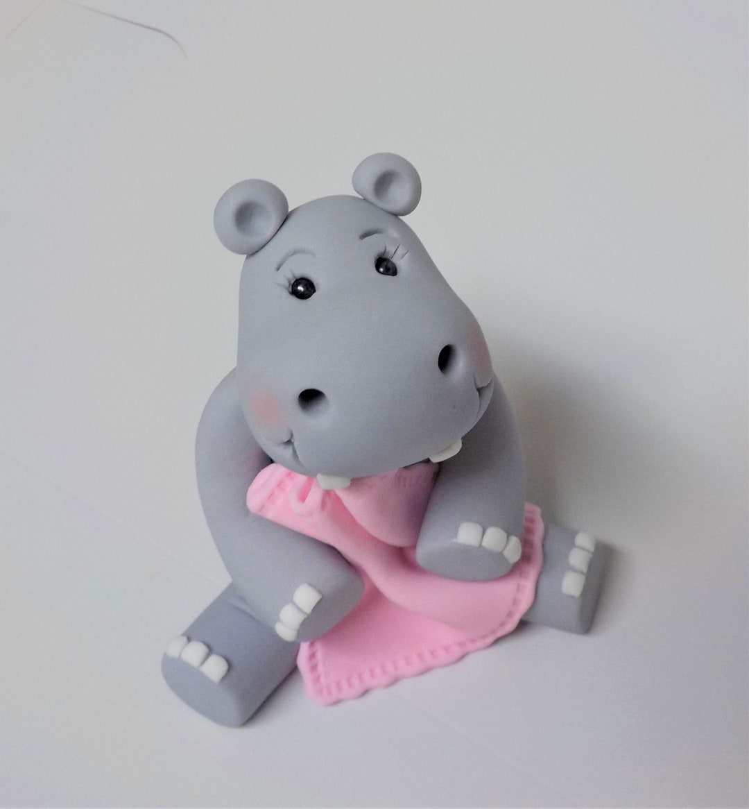 Fondant Baby Hippo Cake Topper With Blanket: Baby Shower Decoration ...