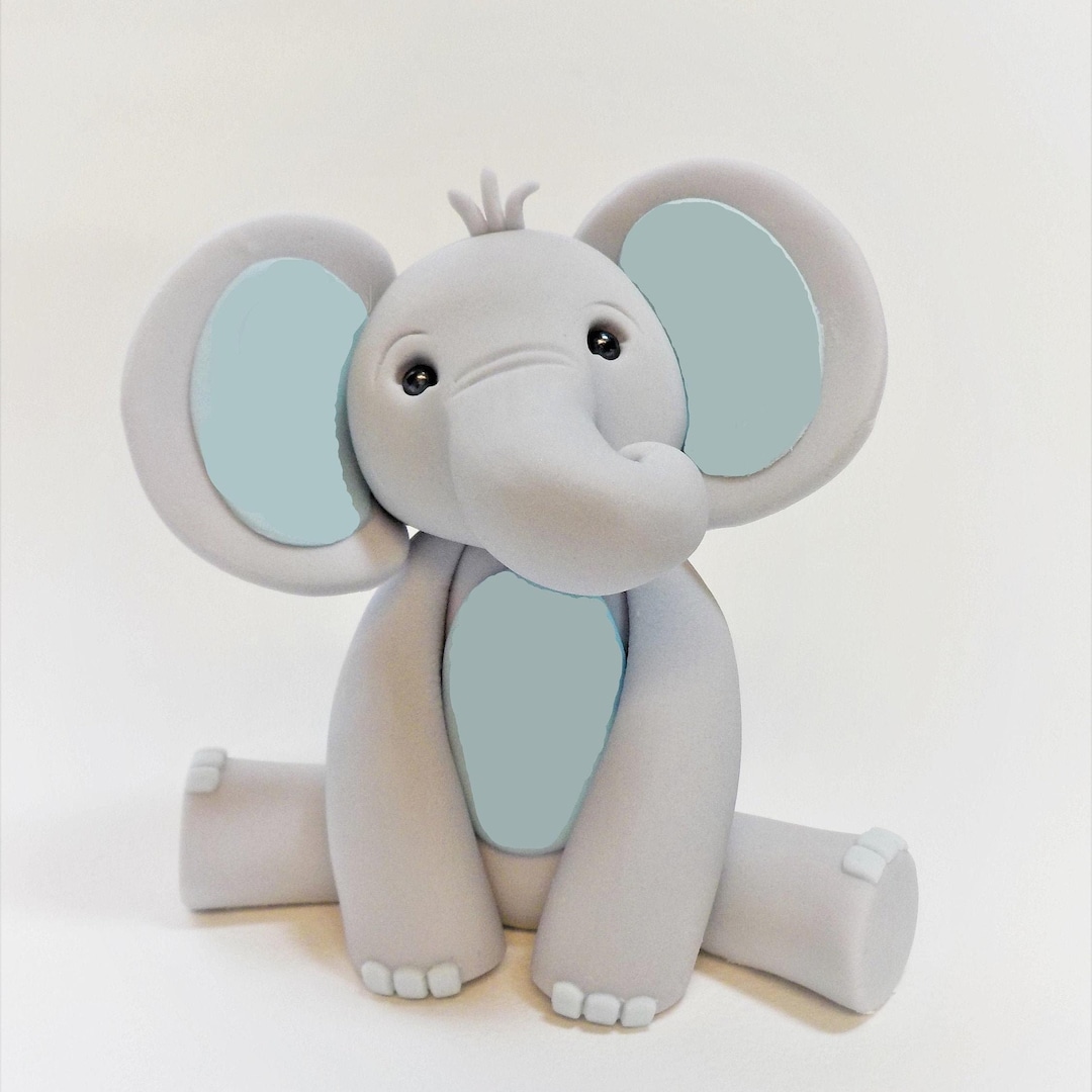 Fondant Elephant Cake Topper: Lt. Blue Baby Shower Decoration, 1st ...