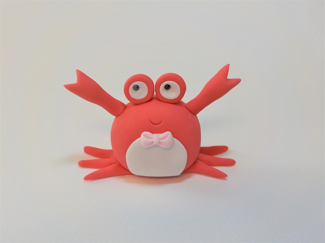 Fondant Sea Crab Cake Topper 1st Birthday Baby Shower Bow Optional ...