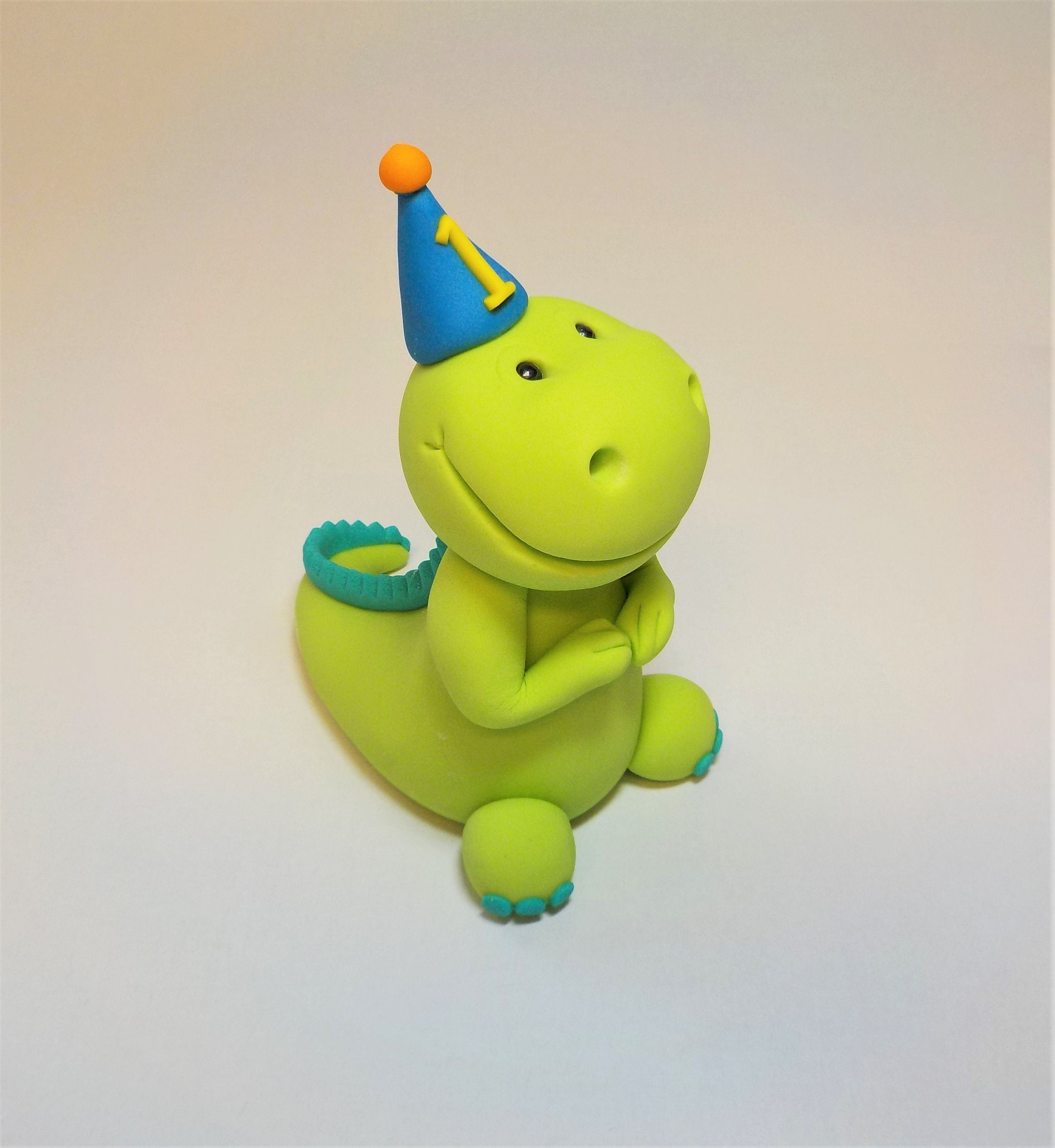 Fondant T-rex Dinosaur With Party Hat Cake Topper 1st Birthday - Etsy