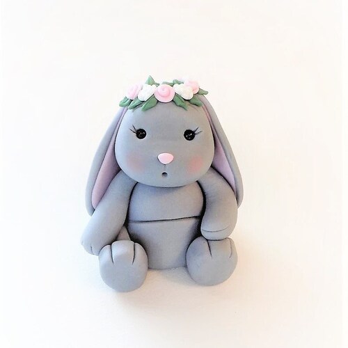 Fondant Bunny Rabbit Cake Topper 4 Inch 1st Birthday Baby - Etsy