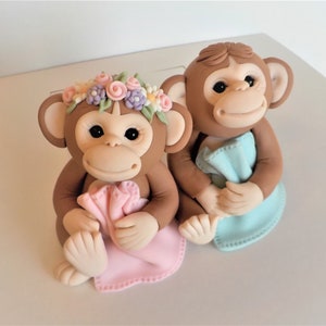 Fondant Monkey With Floral Headband and Blanket Animal Cake Topper 1st ...