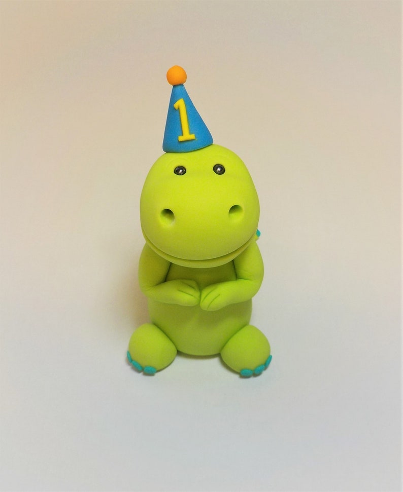 Fondant T-rex Dinosaur With Party Hat Cake Topper 1st Birthday - Etsy