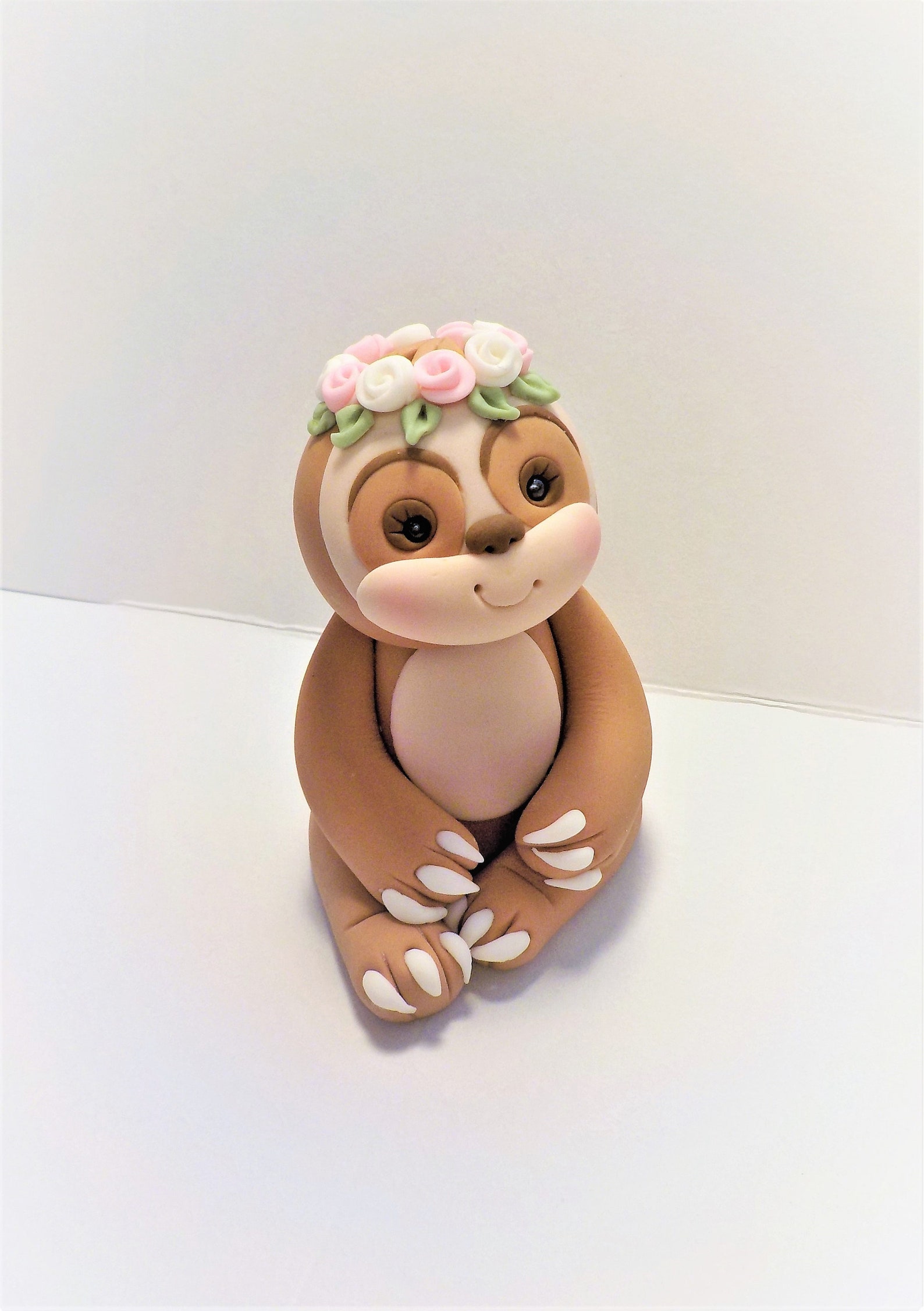 Fondant Sloth Jungle Animal Cake Topper First Birthday Baby Shower Bow ...