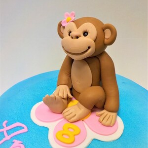 Fondant Baby Monkey 3.5 Inch Cake Topper With Flower 1st Birthday Baby ...