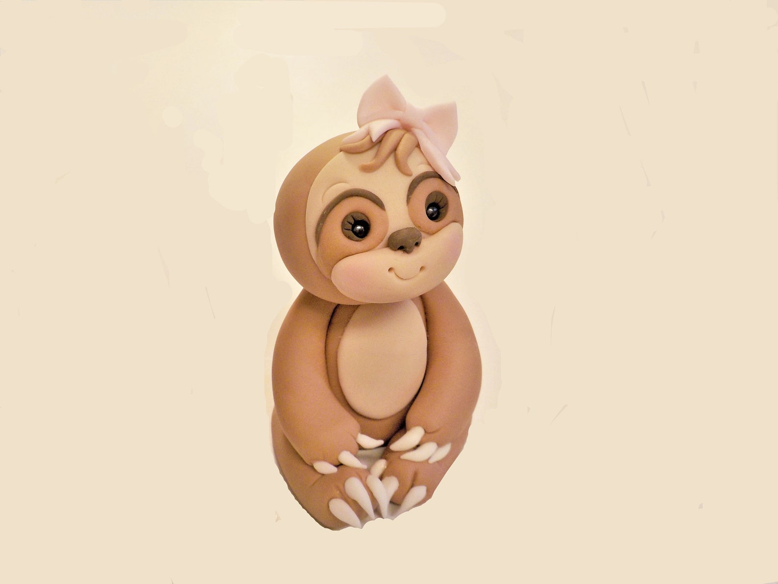 Fondant Sloth Jungle Animal Cake Topper First Birthday Baby Shower Bow ...