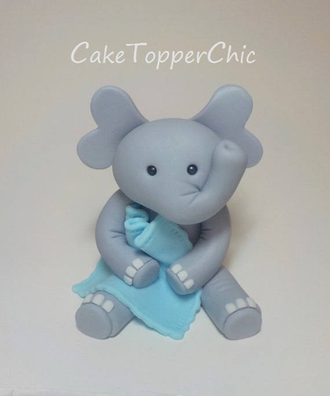Fondant Elephant Cake Topper 4 Inches With Custom Color Blanket 1st ...