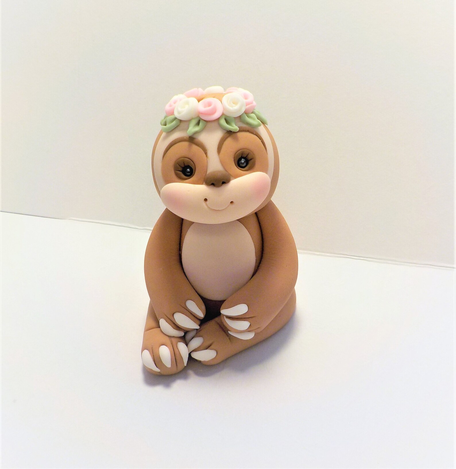 Fondant Sloth Jungle Animal Cake Topper First Birthday Baby Shower Bow ...