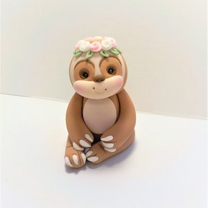 Fondant Sloth Jungle Animal Cake Topper 1st Birthday Baby Shower Bow ...