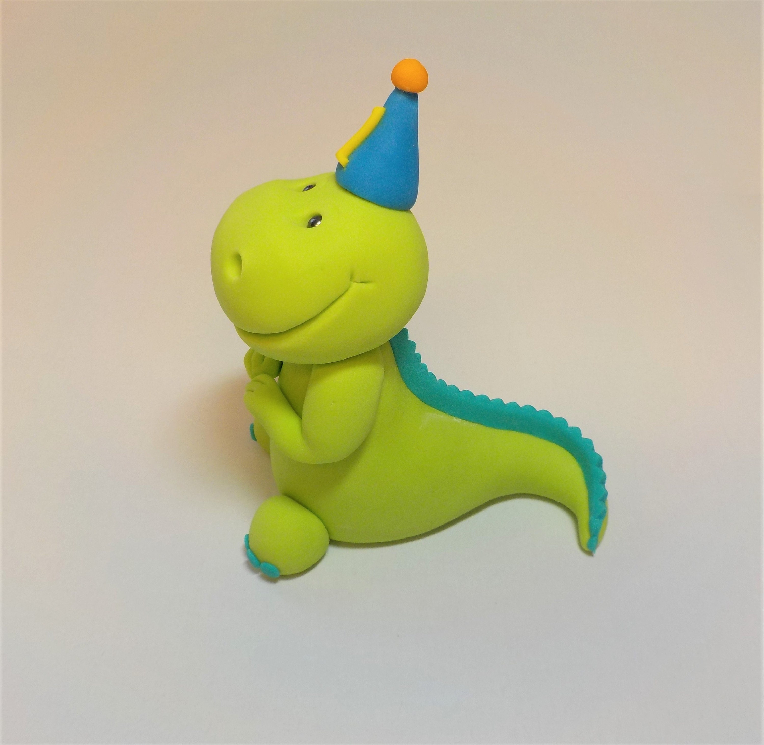Fondant T-rex Dinosaur With Party Hat Cake Topper 1st Birthday - Etsy
