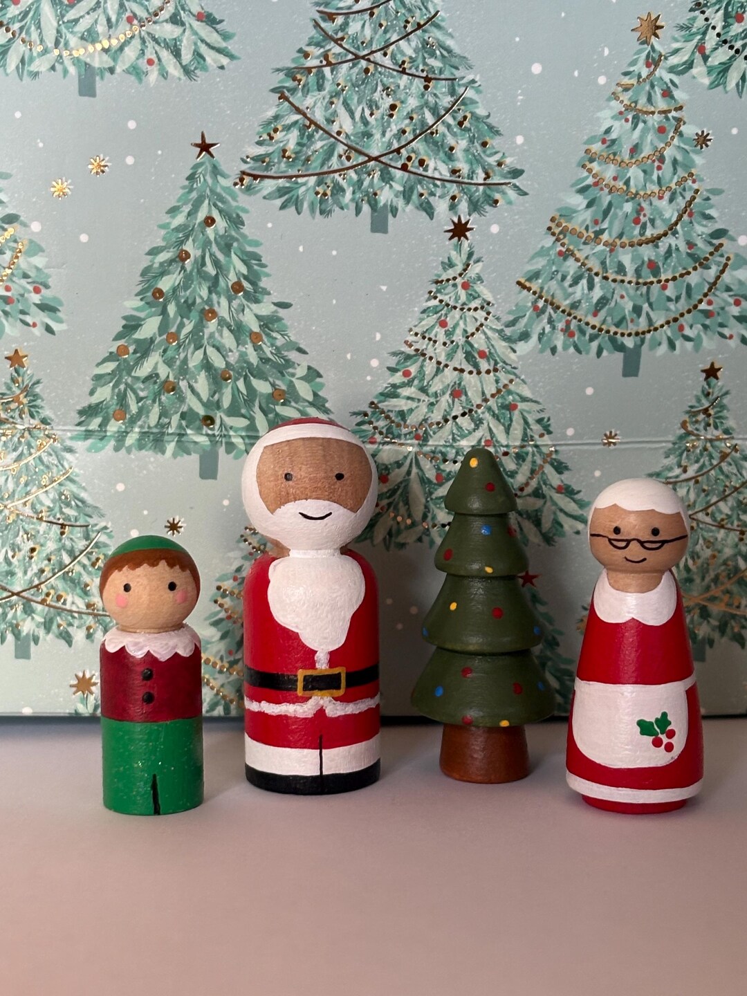 Santa Claus Christmas Peg Doll Set, Santa Clause Toys, Mrs Clause ...