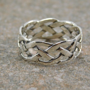 9mm Wide Sterling Silver Weave Ring / Woven Ring / Rope Ring / Braided ...