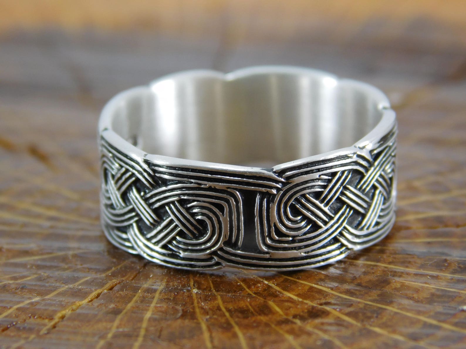 Sterling Silver Celtic Ring / Endless Knot Ring / Weave Ring Mens ...