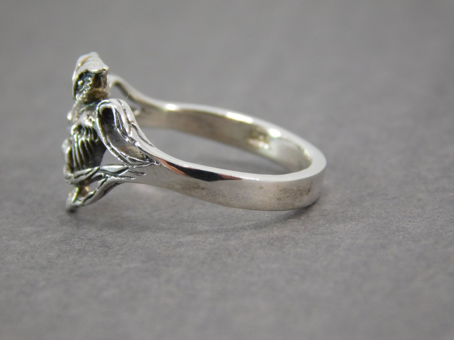 Solid Sterling Silver Owl Ring - Etsy