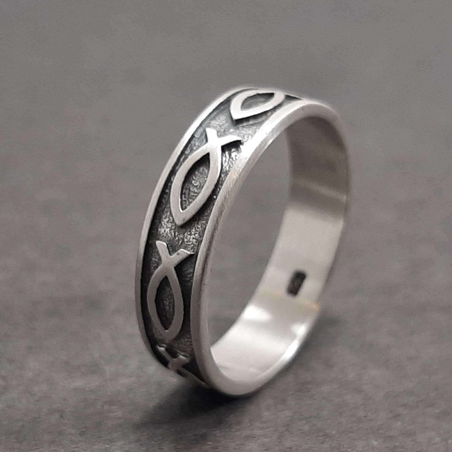 Sterling Silver Ichthus Ring / Christian Ring / Religious Ring - Etsy ...