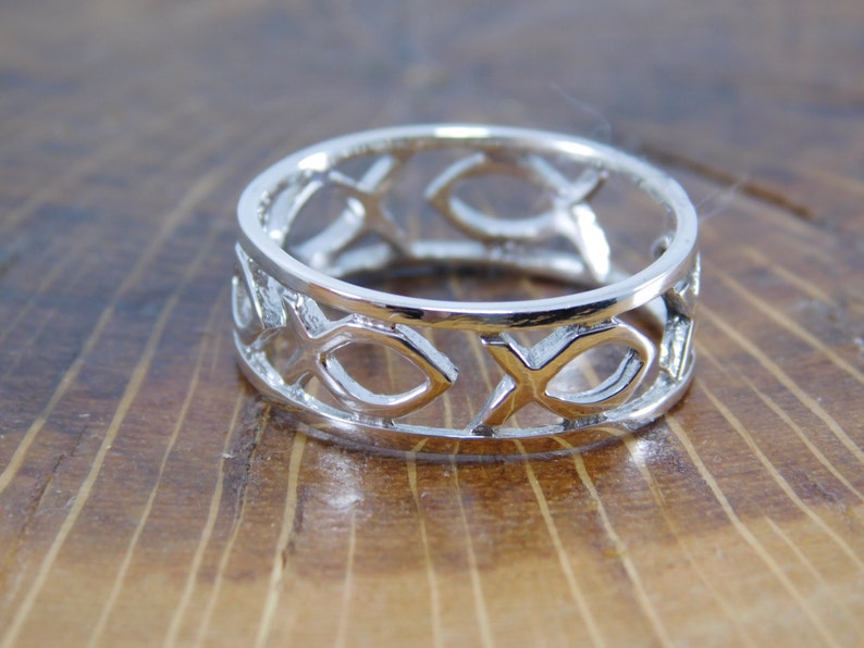 Sterling Silver Ichthus Ring / Christian Ring / Religious Ring | Etsy