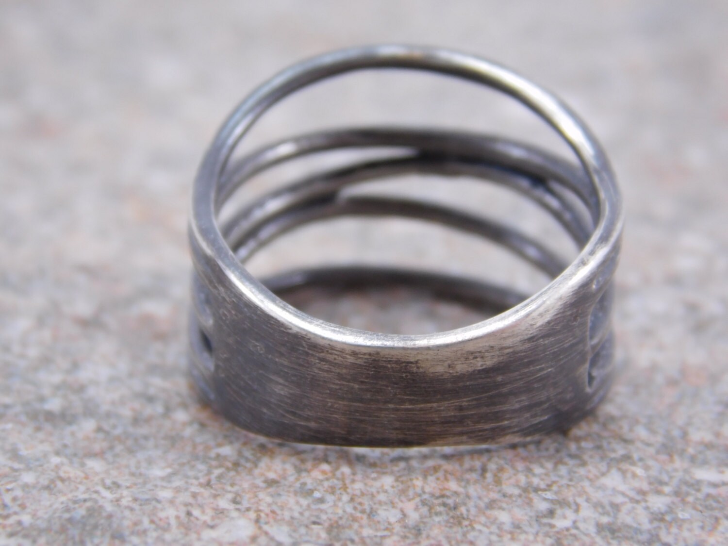 Oxidized Sterling Silver Open Cut Out Design Band Ring - Etsy