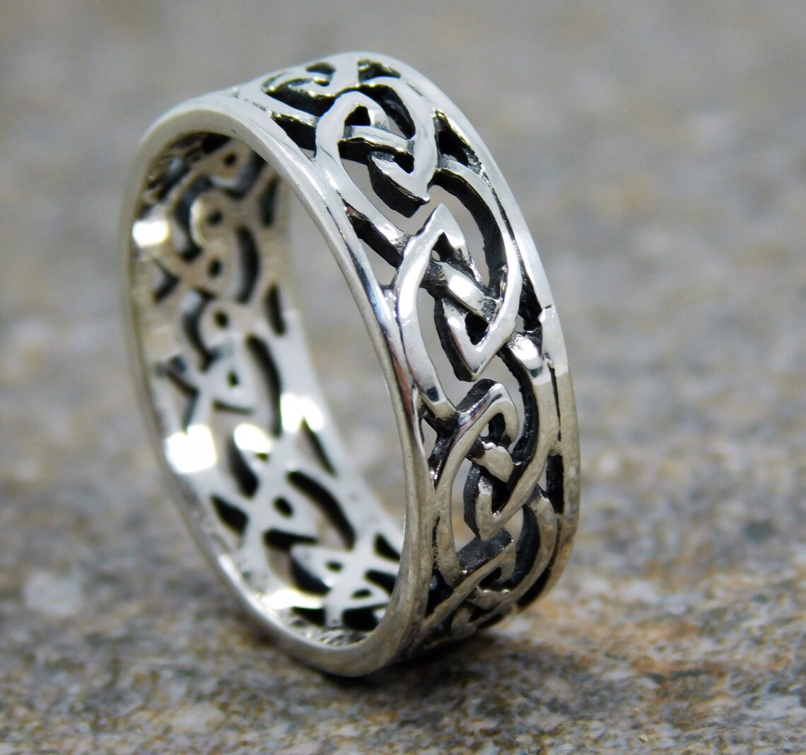 Mens Sterling Silver Celtic Weave Ring / Endless Weave / Trinity Knot ...