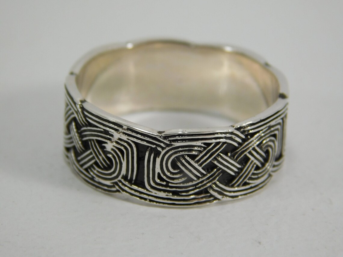 Sterling Silver Celtic Ring / Endless Knot Ring / Weave Ring Mens ...