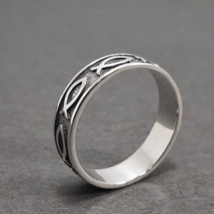 Sterling Silver Ichthus Ring / Christian Ring / Religious Ring / Fish ...