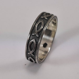 Sterling Silver Ichthus Ring / Christian Ring / Religious Ring / Fish ...