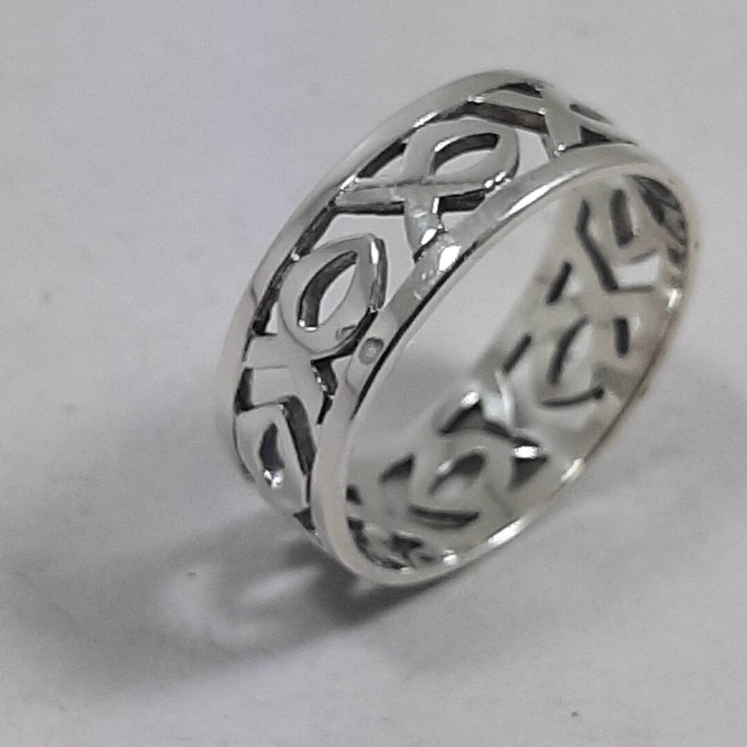 Sterling Silver Ichthus Ring / Christian Ring / Religious Ring / Fish ...