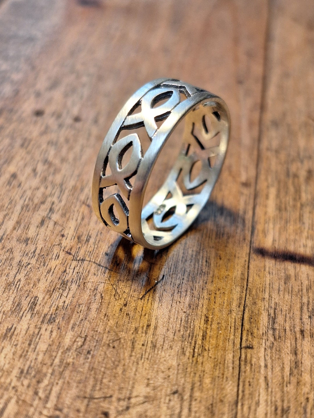 Sterling Silver Ichthus Ring / Christian Ring / Religious Ring / Fish ...