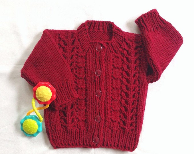 Baby Red Sweater 6 to 12 Months Infant Knit Red Cardigan - Etsy