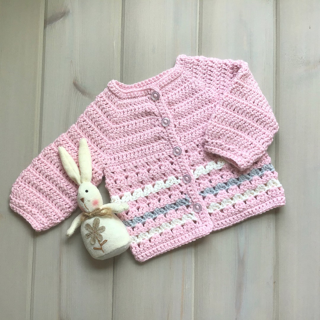Wool Mix Baby Sweater, 3 to 6 Mos, Crochet Wool Baby Cardigan, Baby ...