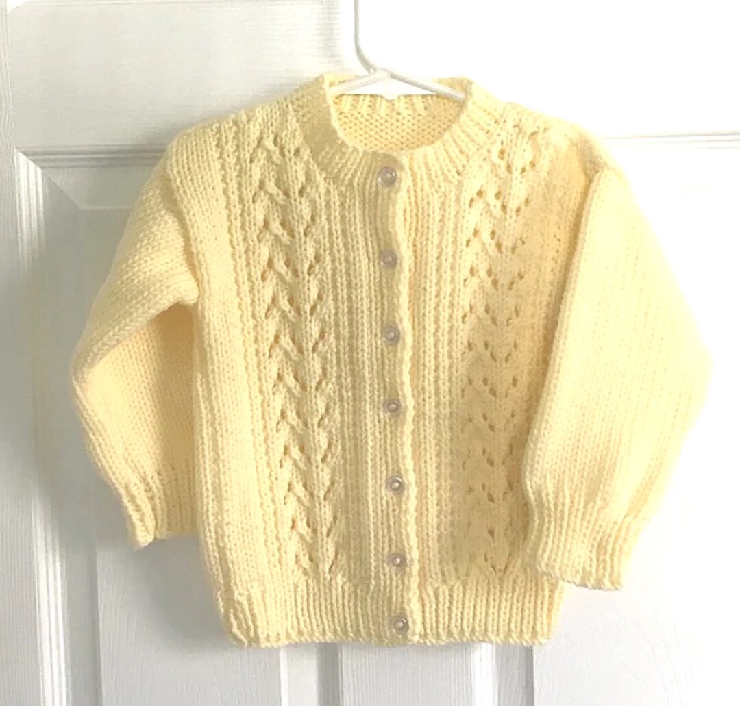 Girls Knit Yellow Cardigan, 2 to 3 Years, Girls Yellow Sweater, Kids ...