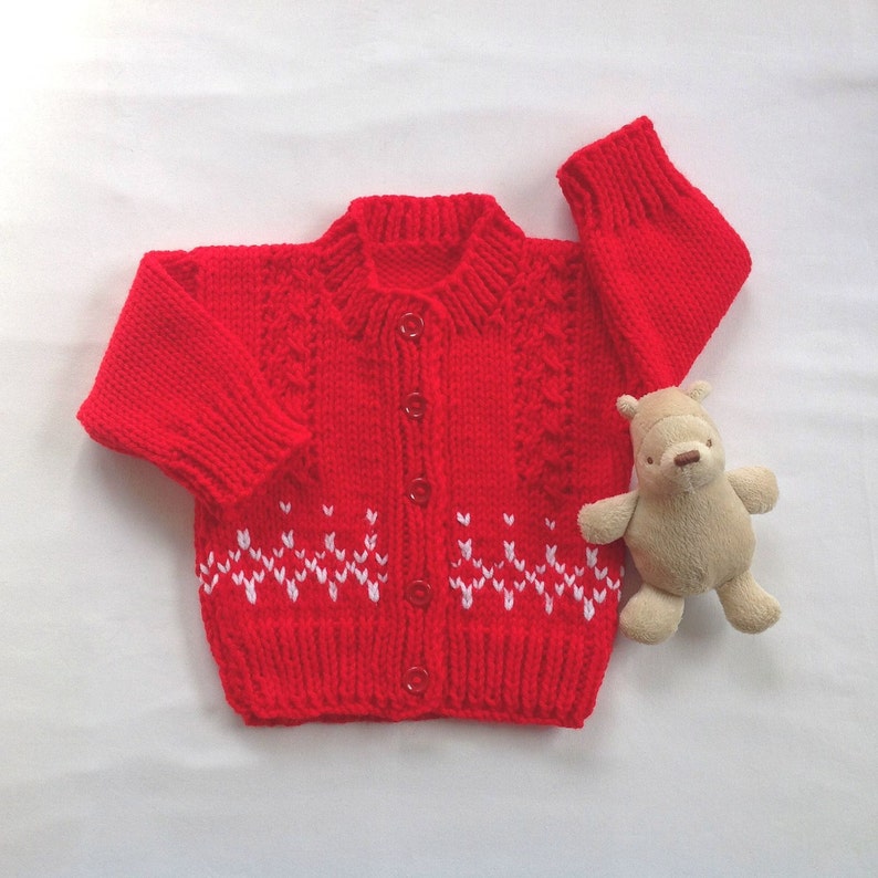 Red Baby Cardigan 0 to 6 Months Infant Hand Knit Red - Etsy