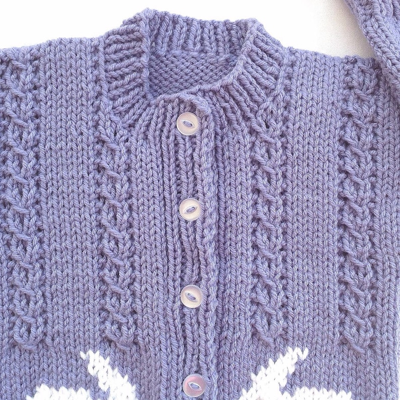 Bunny Cardigan 2 to 3 Years Girl Childs Hand Knit Bunny - Etsy