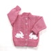 Toddler Pink Cardigan With Bunnies 12 to 24 Months Girl Childs Hand ...