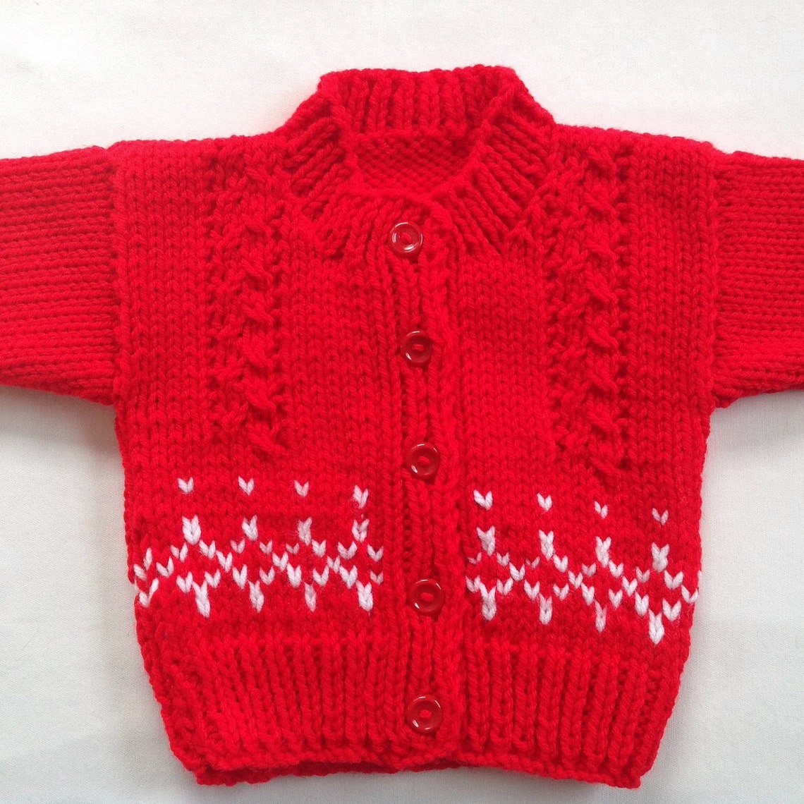Red Baby Cardigan 0 to 6 Months Infant Hand Knit Red - Etsy