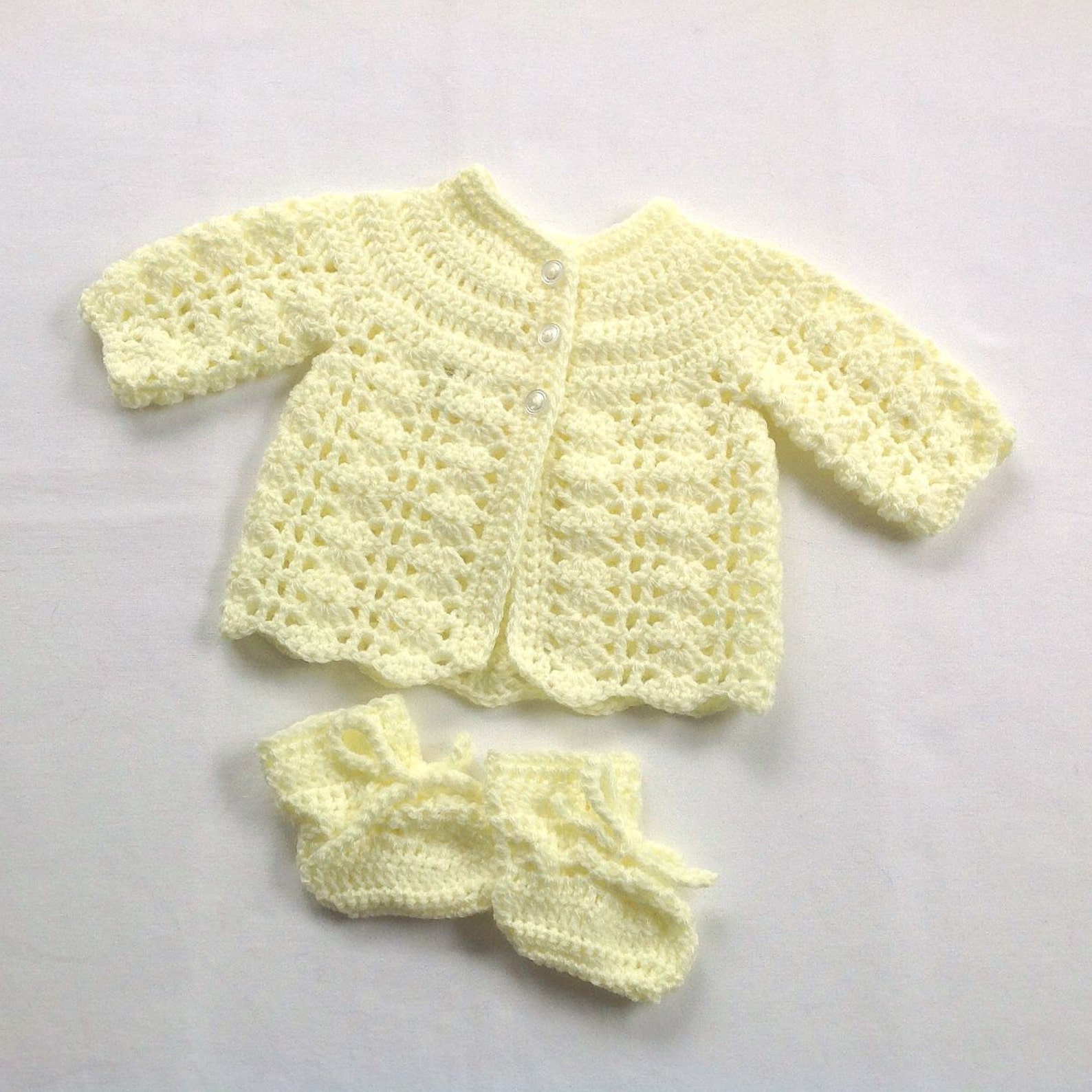 Newborn Baby Coat and Booties Set Yellow Baby Crocheted Set - Etsy