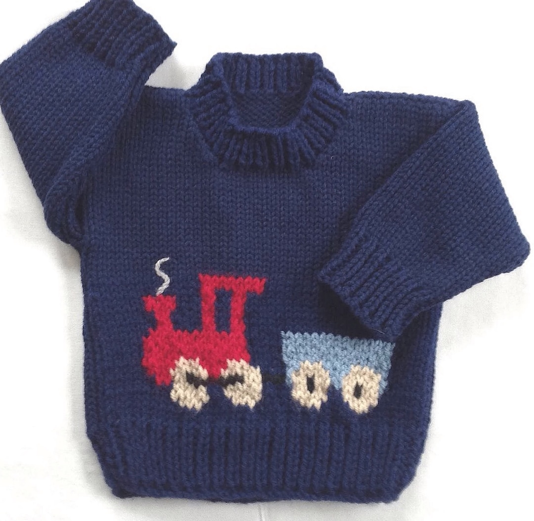 Toddler Train Sweater, 12 to 24 Months, Kids Hand Knit Train Pullover ...