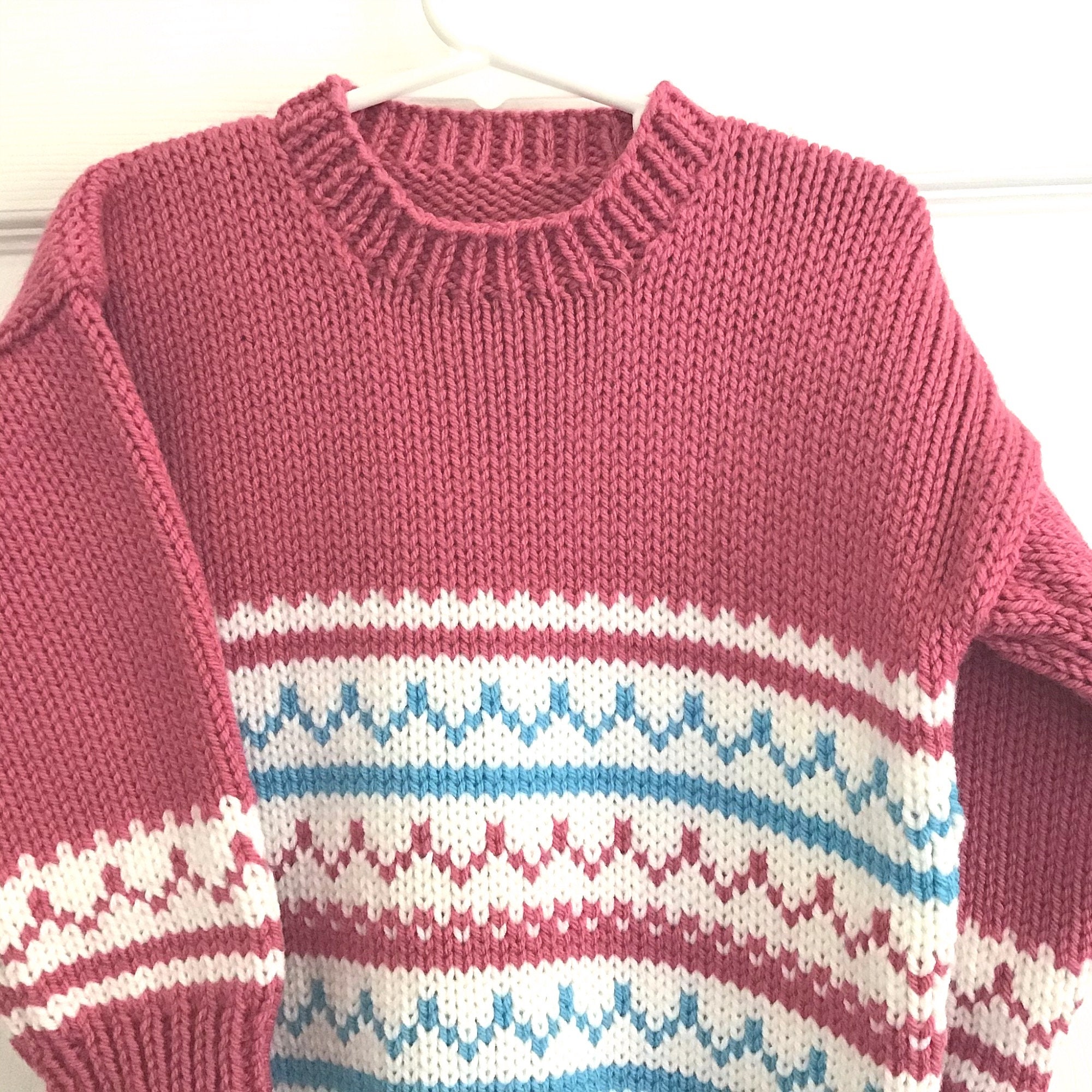 Girls Fair Isle Pink Sweater - 4 Years Girl - Childs Knit Pullover ...