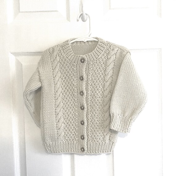 Girls Aran Cardigan 2 to 3 Years Sweater Childs Handknit | Etsy