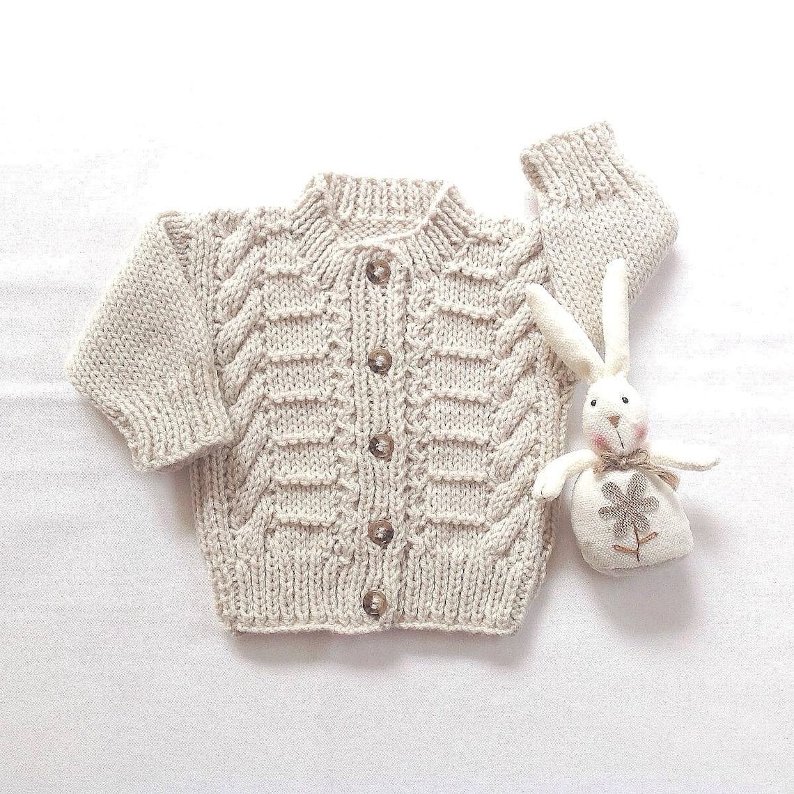Aran Baby Cardigan - 6 to 12 Months - Baby Hand Knit Aran Sweater ...