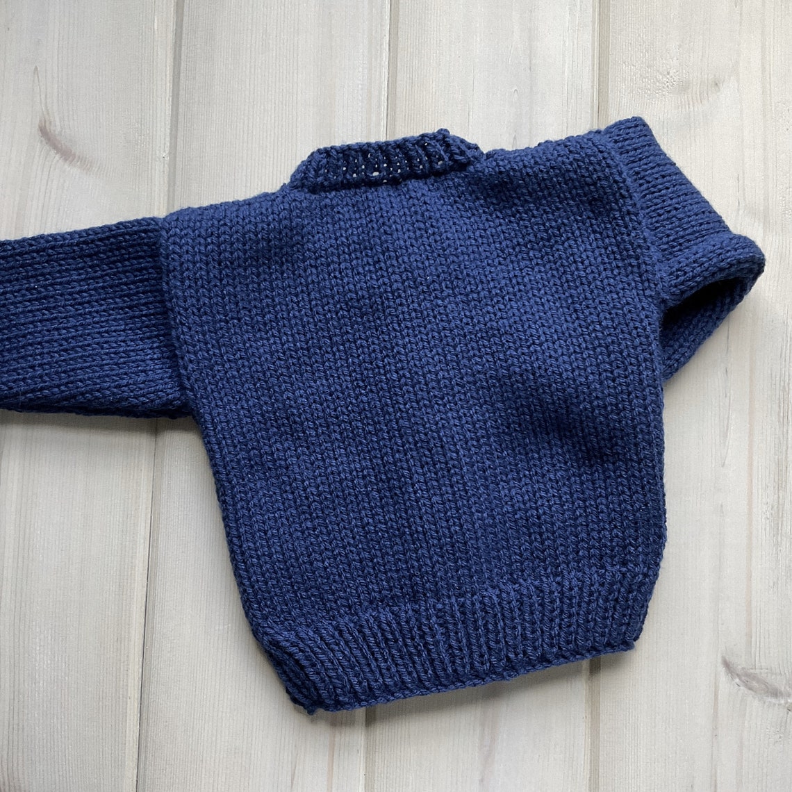 Baby Navy Cardigan 6 to 12 Months Navy Blue Hand Knit - Etsy