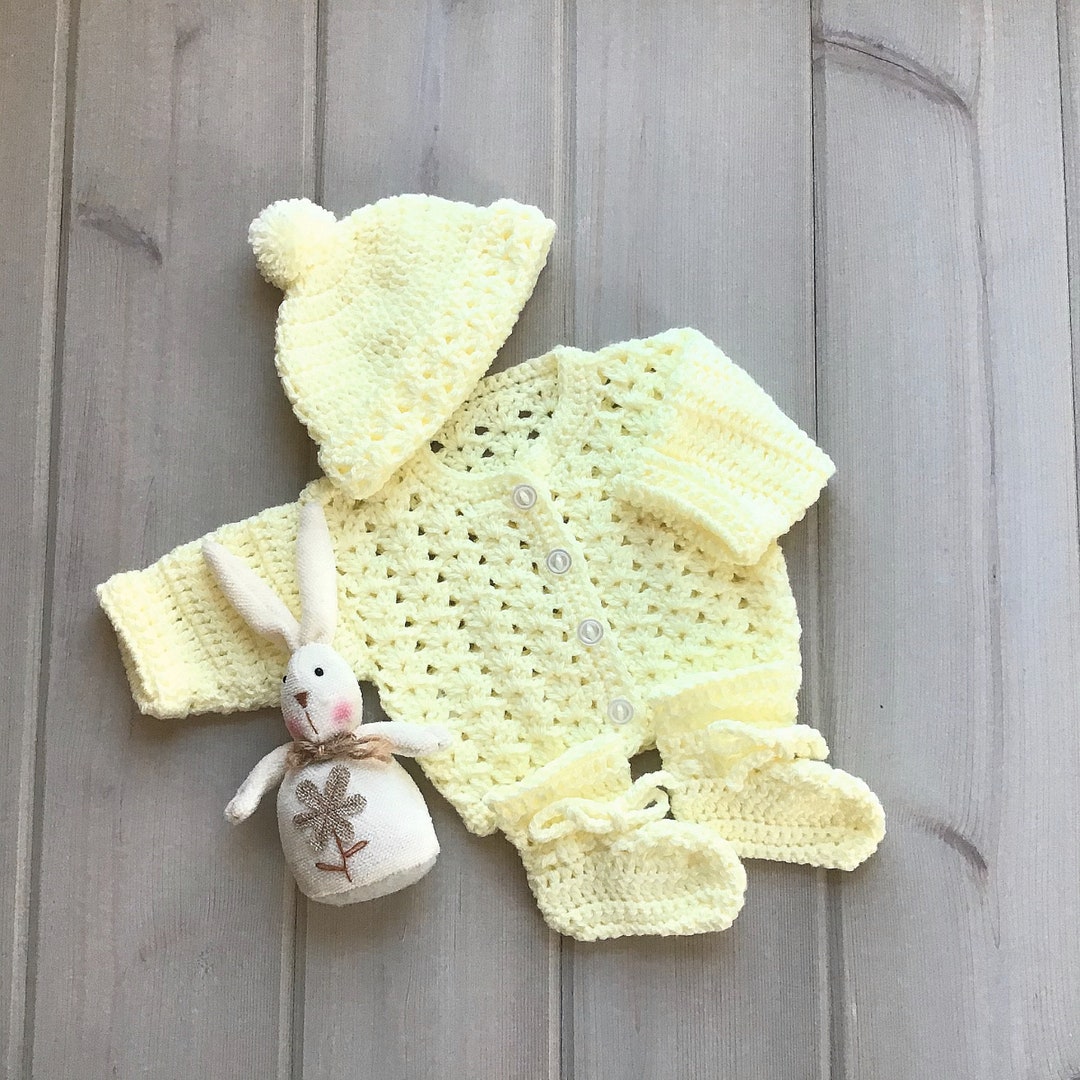 Baby Yellow Outfit - Newborn Coming Home Outfit - Infant Yellow Sweater ...