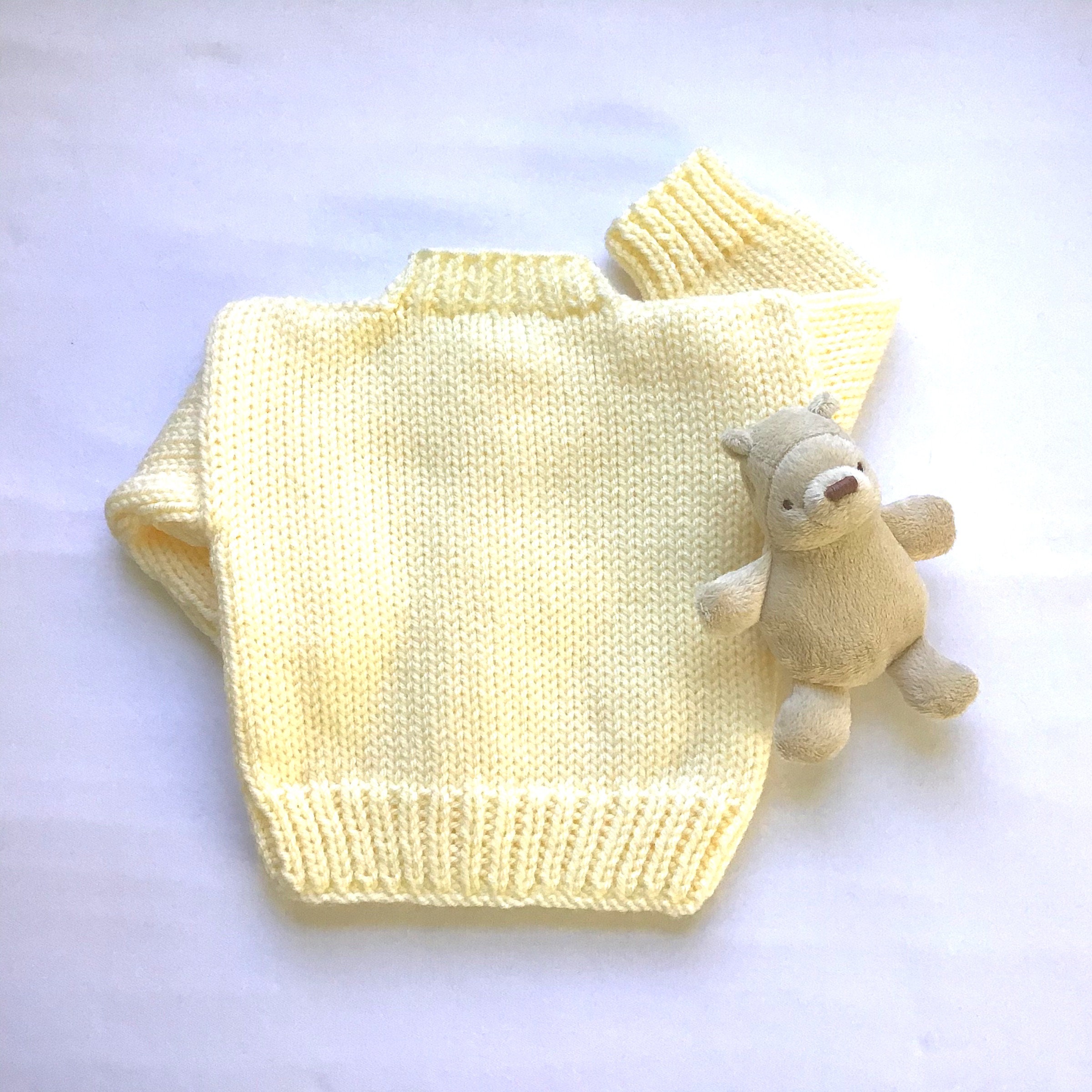 Infant Yellow Cardigan - 0 to 6 Months - Baby Hand Knit Yellow Sweater ...