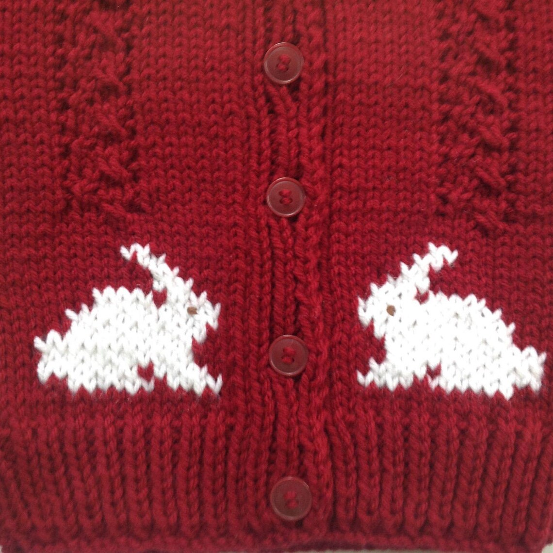 Childs Red Bunny Cardigan 12 to 24 Months Toddler Red | Etsy