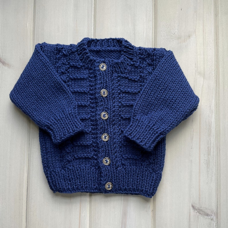 Baby Navy Cardigan 6 to 12 Months Navy Blue Hand Knit - Etsy