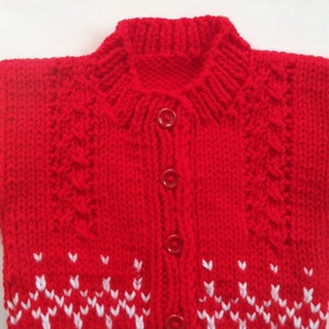 Red Baby Cardigan - 0 to 6 Months - Infant Hand Knit Red Sweater ...