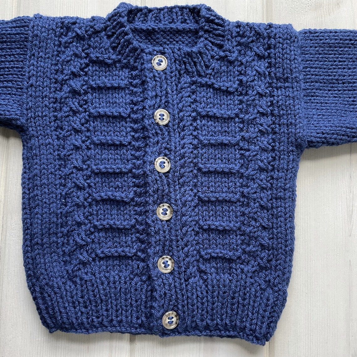 Baby Navy Cardigan 6 to 12 Months Navy Blue Hand Knit - Etsy